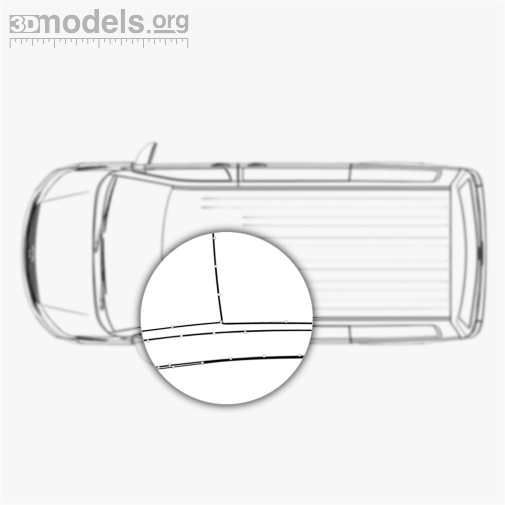 Volkswagen Transporter Multivan Bulli 2022 Vector Blueprint - 3DModels.org