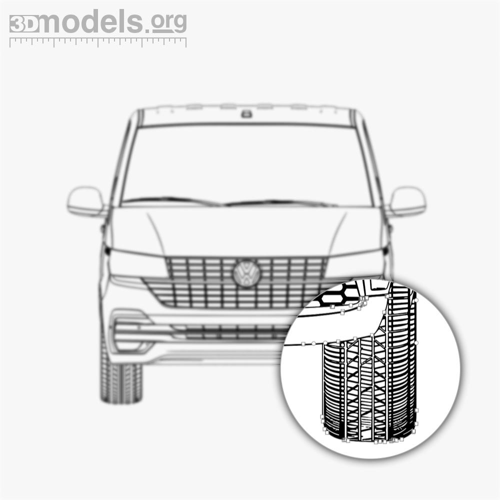 Volkswagen Transporter Multivan Bulli 2022 Vector Blueprint - 3DModels.org