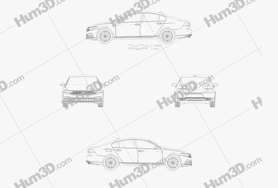 Volkswagen Passat blueprints Download in PNG - 3DModels.org