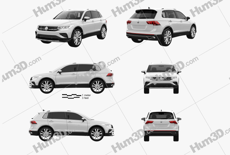 Volkswagen Tiguan eHybrid 2022 Blueprint Template - 3DModels.org