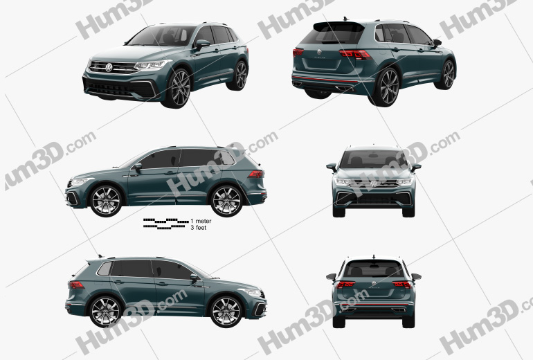 Volkswagen Tiguan R-Line 2022 Blueprint Template - 3DModels.org