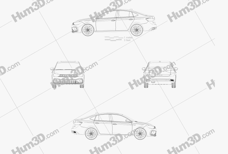 Volkswagen Virtus 2023 Blueprint - 3DModels.org