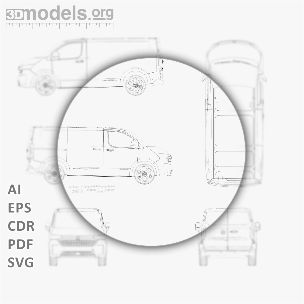 Volkswagen Transporter Panel Van Panamericana 2025 Vector Blueprint ...