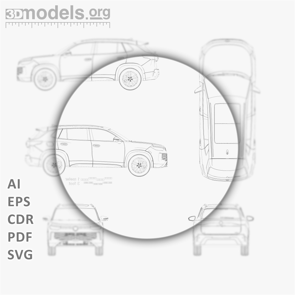 Volkswagen Tiguan US-spec 2025 Vector Blueprint - 3DModels.org