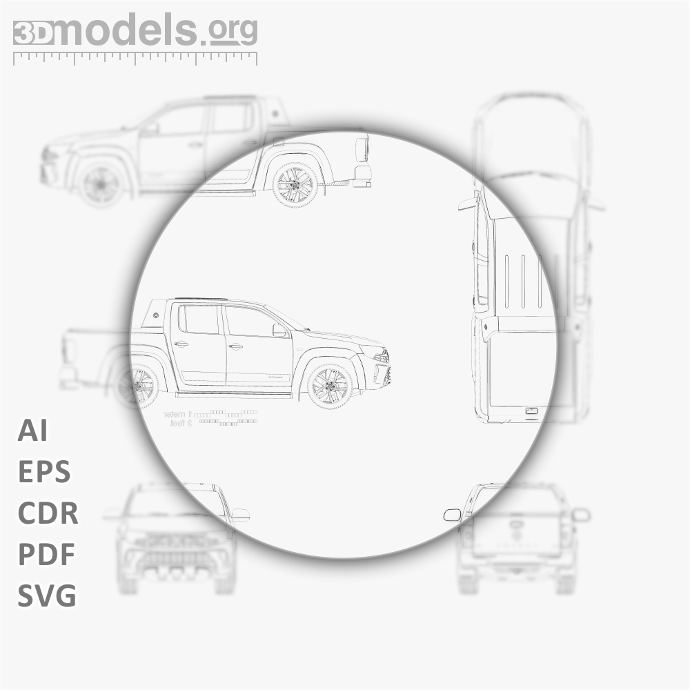 Volkswagen Amarok Extreme 2024 Vector Blueprint - 3DModels.org