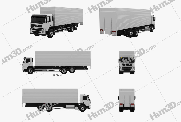 Volvo FM Truck 6×2 Delivery 2010 Blueprint Template - 3DModels.org