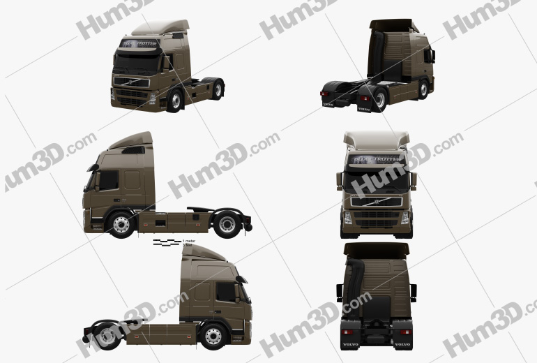 Volvo FM Tractor 2010 Blueprint Template - 3DModels.org