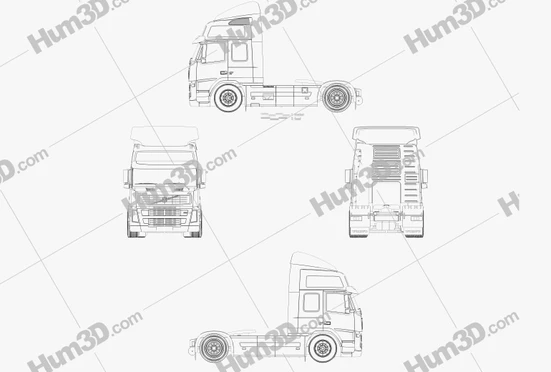 Volvo blueprints Download in PNG - 3DModels.org