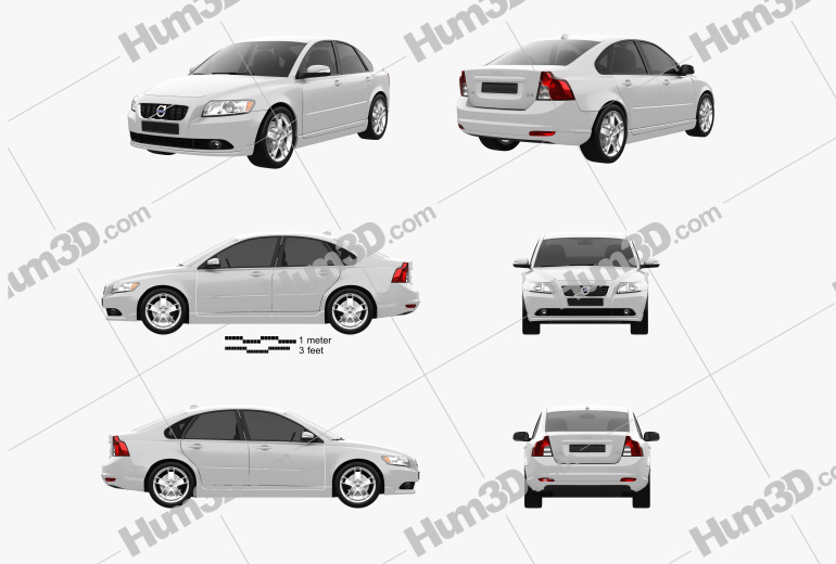 Volvo S40 2014 Blueprint Template - 3DModels.org