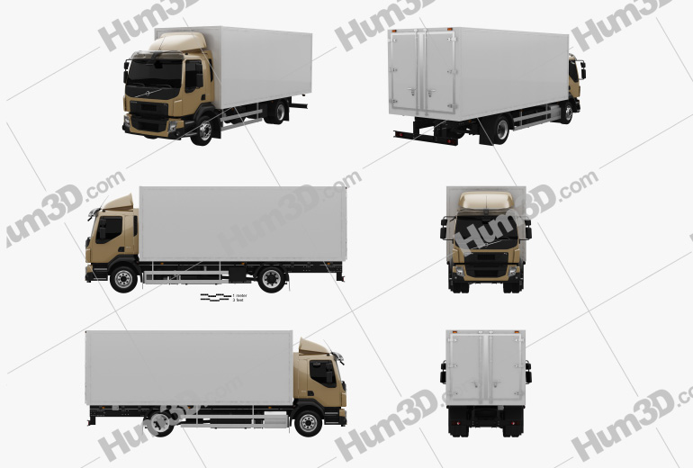 Volvo FL Box Truck 2016 Blueprint Template - 3DModels.org