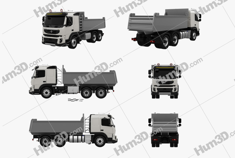 Volvo FMX Tipper Truck 2014 Blueprint Template - 3DModels.org