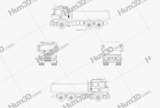 Volvo truck blueprints Download in PNG - 3DModels.org