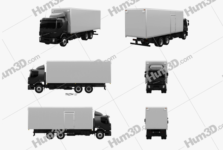 Volvo VM Box Truck 2012 Blueprint Template - 3DModels.org