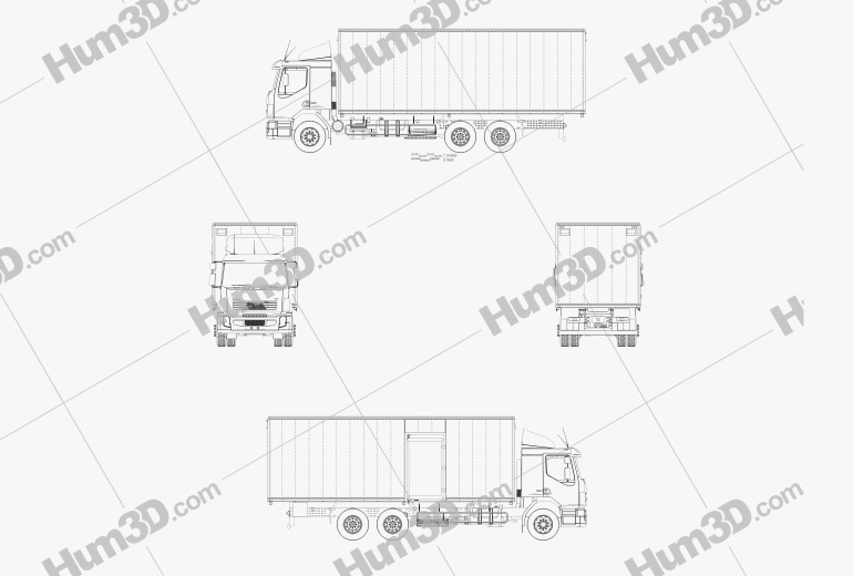 Volvo VM Box Truck 2012 Blueprint - 3DModels.org