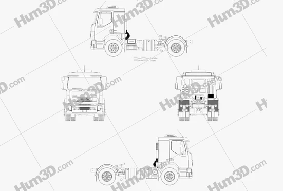 Volvo truck blueprints Download in PNG - 3DModels.org