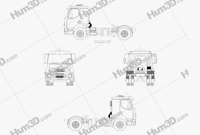 Volvo VM Tractor Truck 2015 Blueprint - 3DModels.org