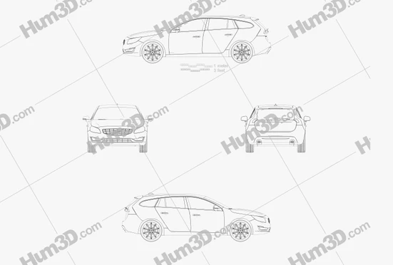Volvo blueprints Download in PNG - 3DModels.org