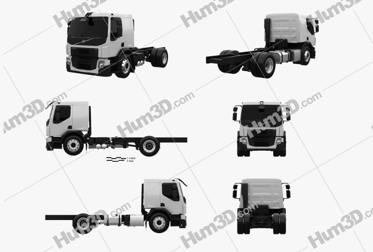 Volvo FE Chassis Truck 2-axle 2016 Blueprint Template - 3DModels.org