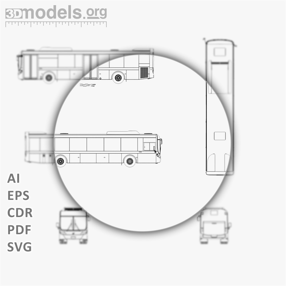 Volvo B7RLE bus 2015 Vector Blueprint - 3DModels.org