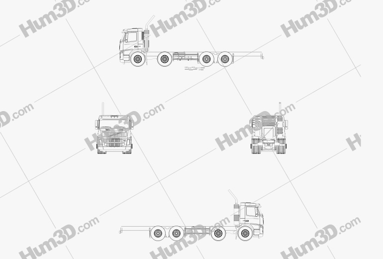Volvo FM Chassis Truck 4-axle 2015 Blueprint - 3DModels.org
