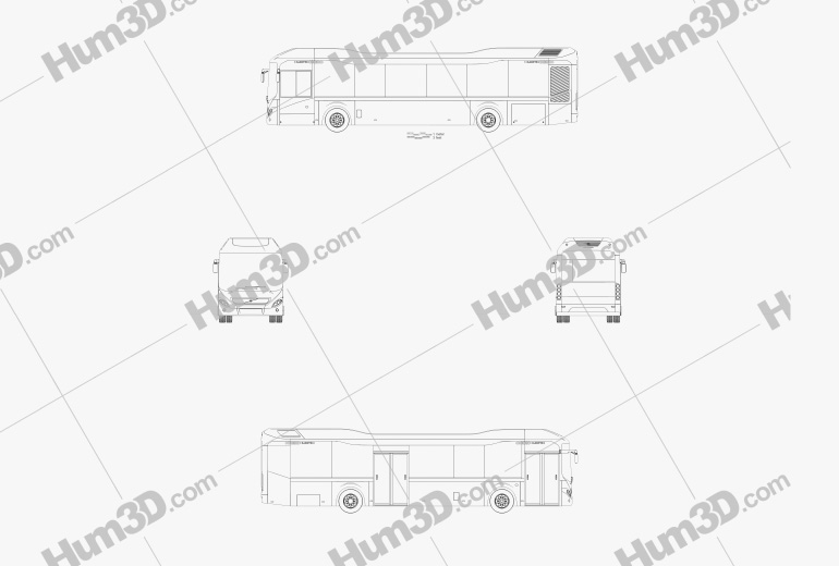 Volvo 7900 Hybrid bus 2011 Blueprint - 3DModels.org