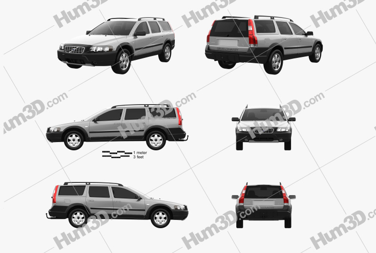 Volvo XC70 2004 Blueprint Template - 3DModels.org