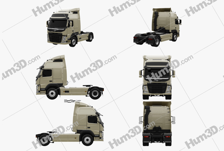 Volvo FM 410 Tractor Truck 2017 Blueprint Template - 3DModels.org
