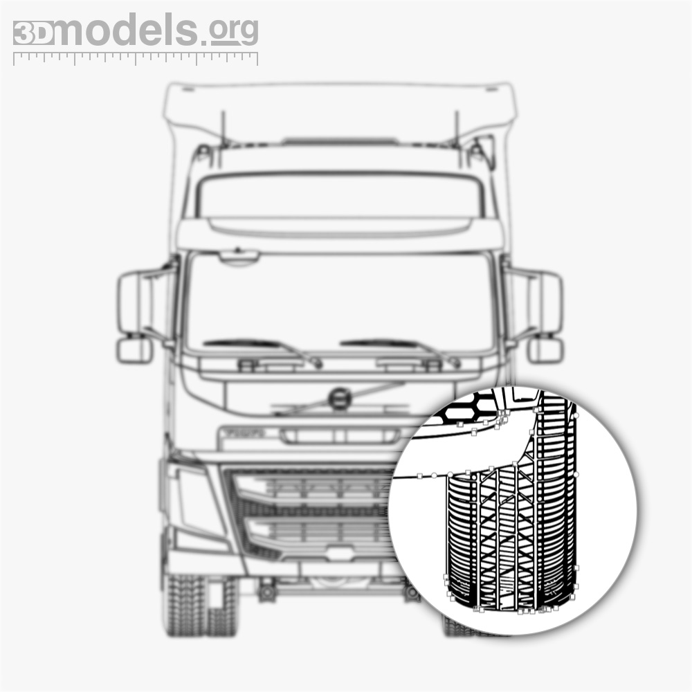Volvo FM 410 Tractor Truck 2017 Vector Blueprint - 3DModels.org