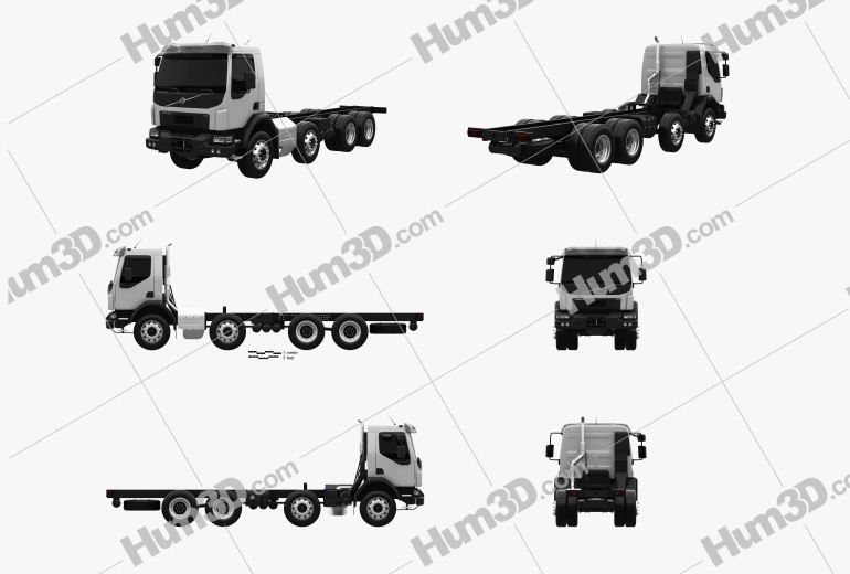 Volvo VM 270 Chassis Truck 4-axle 2017 Blueprint Template - 3DModels.org