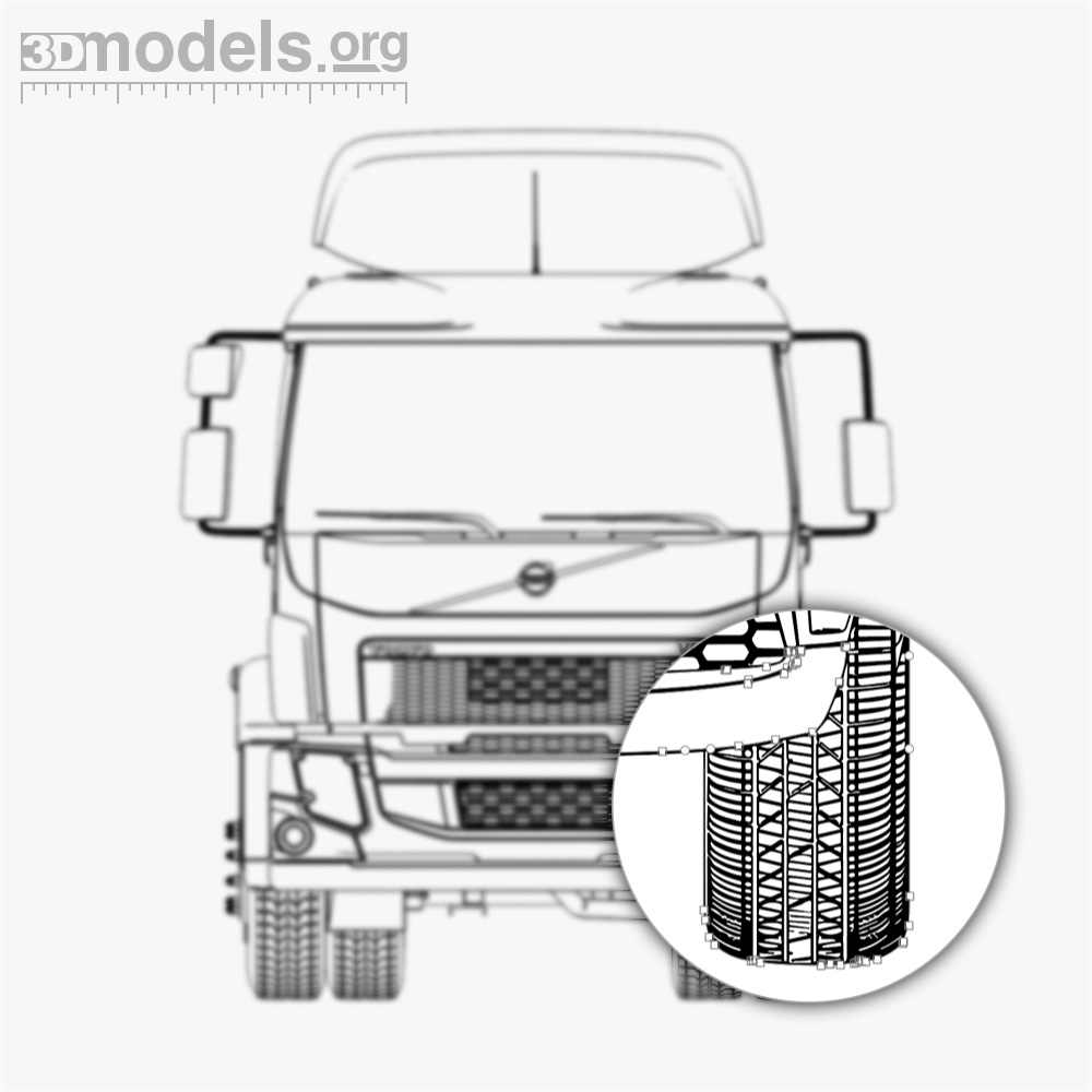 Volvo VM 330 Tractor Truck 3-axle 2017 Vector Blueprint - 3DModels.org