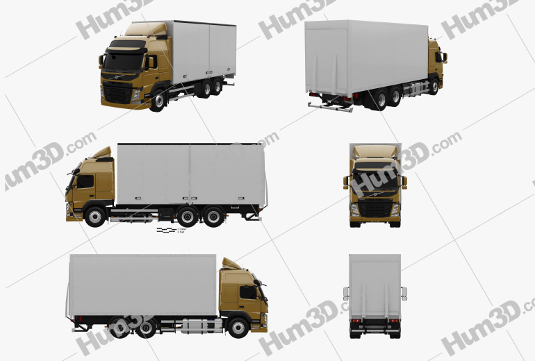 Volvo FM 370 Box Truck 2017 Blueprint Template - 3DModels.org