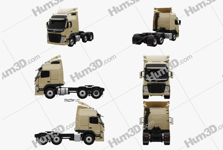 Volvo FM 460 Tractor Truck 2017 Blueprint Template - 3DModels.org