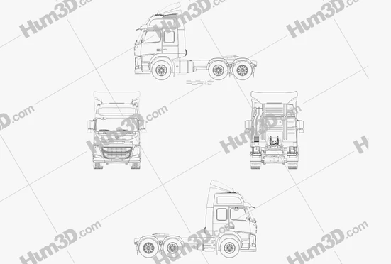 Volvo truck blueprints Download in PNG - 3DModels.org