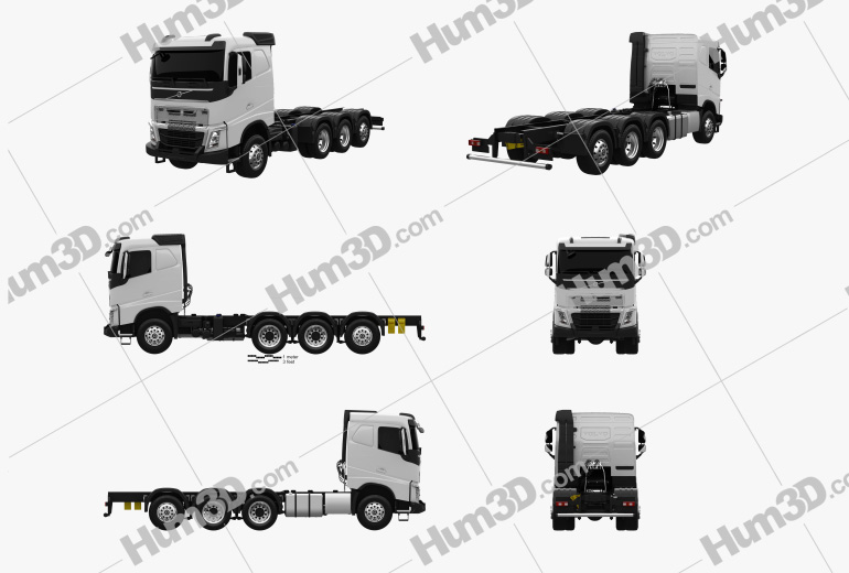 Volvo FH Chassis Truck 4-axle 2019 Blueprint Template - 3DModels.org