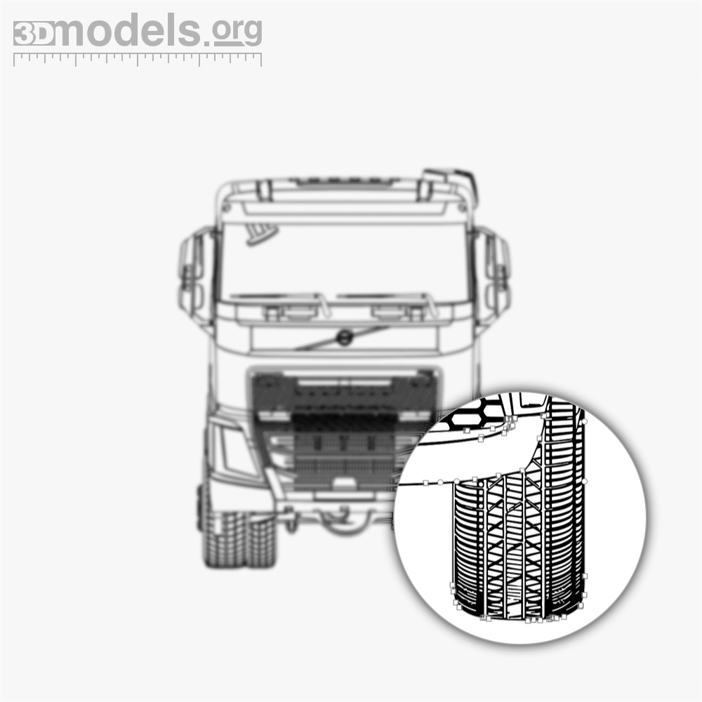 Volvo FH Chassis Truck 4-axle 2019 Vector Blueprint - 3DModels.org