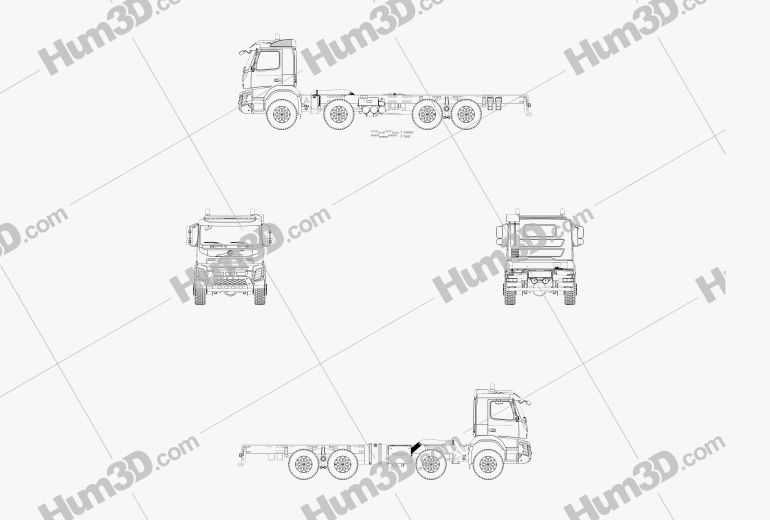 Volvo FMX Chassis Truck 4-axle 2017 Blueprint - 3DModels.org