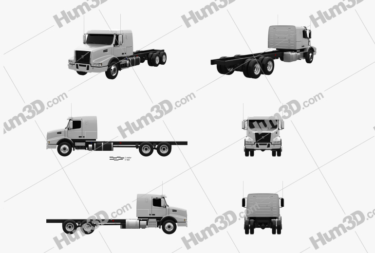 Volvo VHD Axle Back Sleeper Cab Tractor Truck 2005 Blueprint Template ...