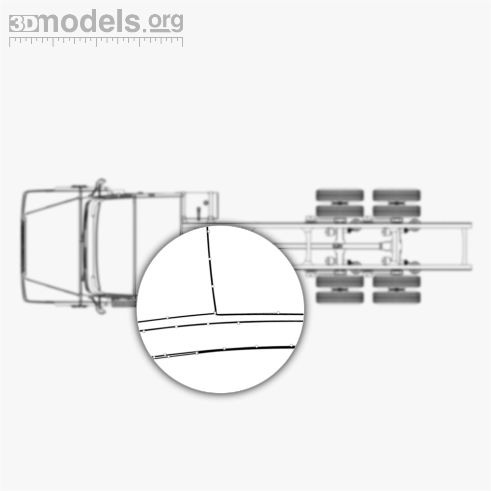 Volvo VHD Axle Back Sleeper Cab Tractor Truck 2005 Vector Blueprint ...