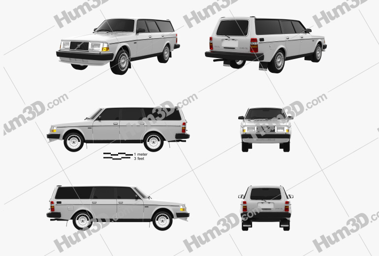 Volvo 245 1984 Blueprint Template - 3DModels.org