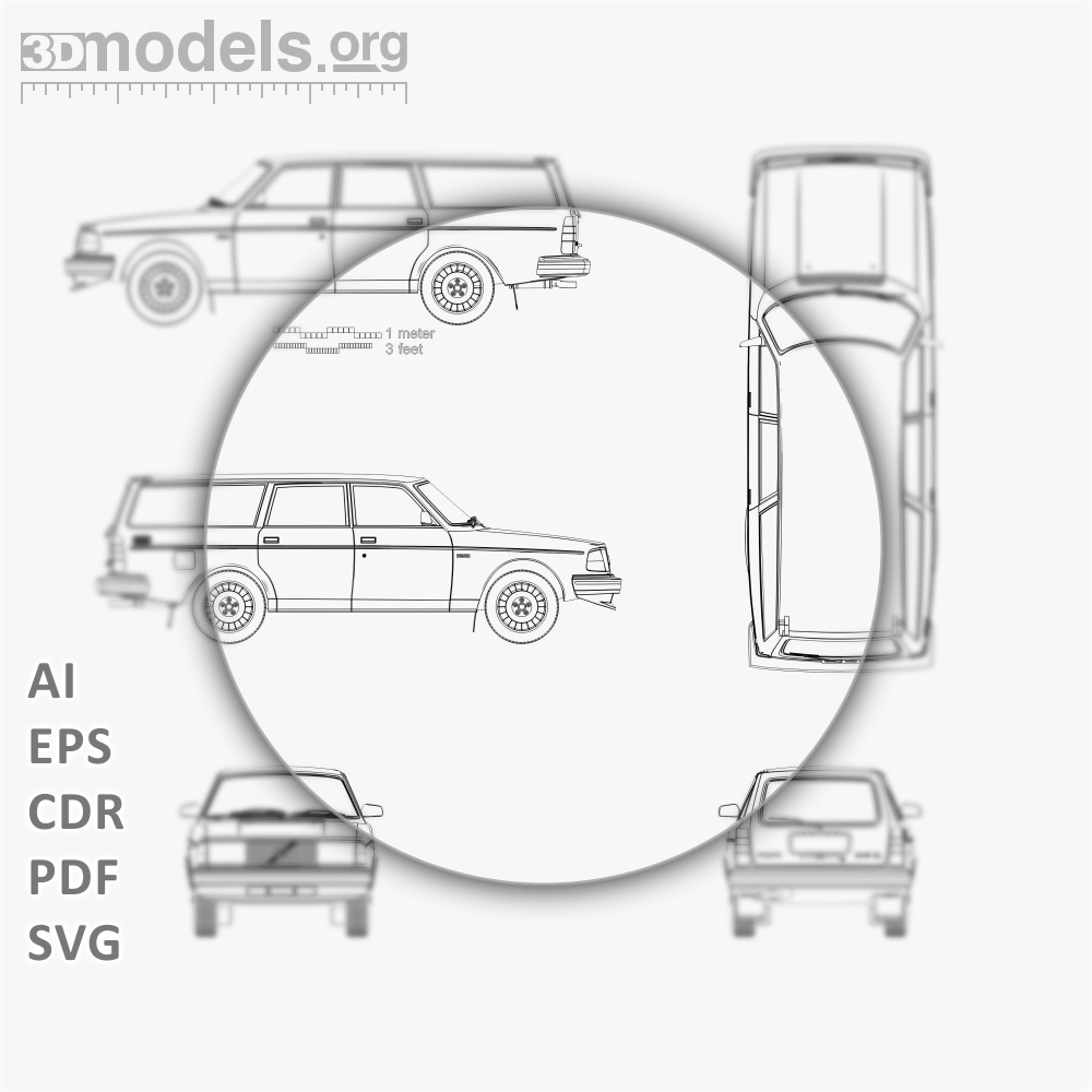Volvo 245 1984 Vector Blueprint - 3DModels.org