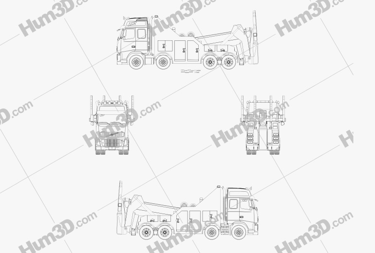Volvo FH Tow Truck 2013 Blueprint - 3DModels.org