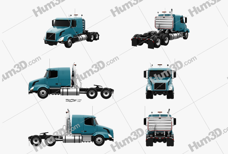 Volvo VNL (430) Tractor Truck 2014 Blueprint Template - 3DModels.org