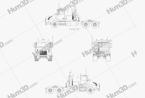 Volvo truck blueprints Download in PNG - 3DModels.org