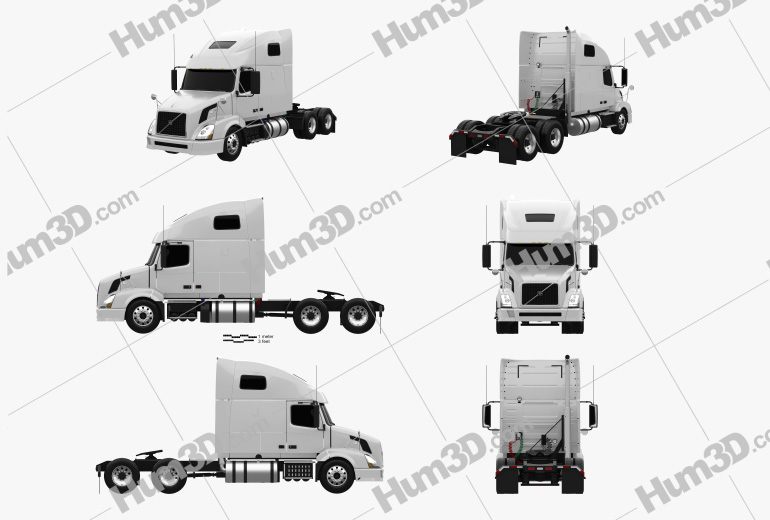 Volvo VNL (610) Tractor Truck 2014 Blueprint Template - 3DModels.org