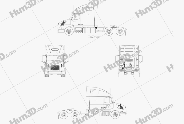 Volvo VNL (610) Tractor Truck 2014 Blueprint - 3DModels.org