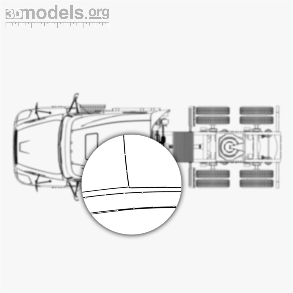 Volvo VNL (610) Tractor Truck 2014 Vector Blueprint - 3DModels.org