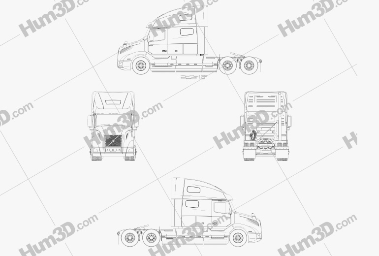 Volvo VNL (760) Tractor Truck 2020 Blueprint - 3DModels.org