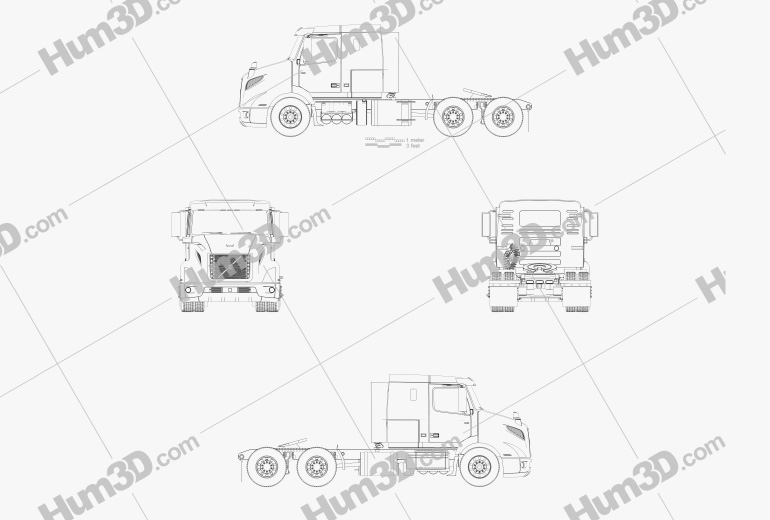 Volvo VNR (400) Tractor Truck 2020 Blueprint - 3DModels.org