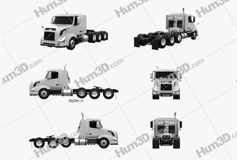 Volvo VNX (300) Tractor Truck 4-axle 2017 Blueprint Template - 3DModels.org