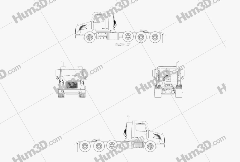 Volvo VNX (300) Tractor Truck 4-axle 2017 Blueprint - 3DModels.org